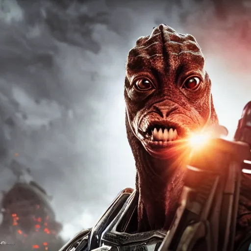 jar jar binks in gears of war, splash art, movie | Stable Diffusion ...