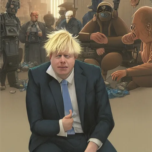 Illustration of Boris Johnson, sat in a dystopian | Stable Diffusion ...