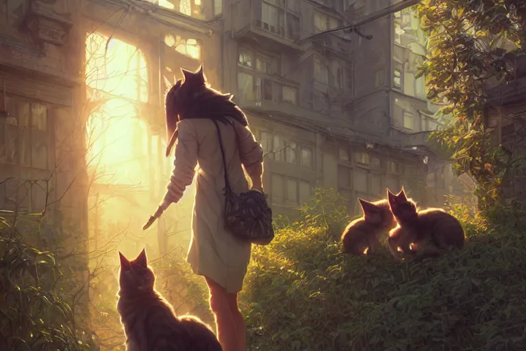 highly detailed stray cats, stephen bliss, unreal | Stable Diffusion ...