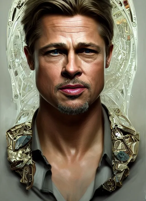 symmetry!! brad pitt, machine parts embedded into | Stable Diffusion | OpenArt