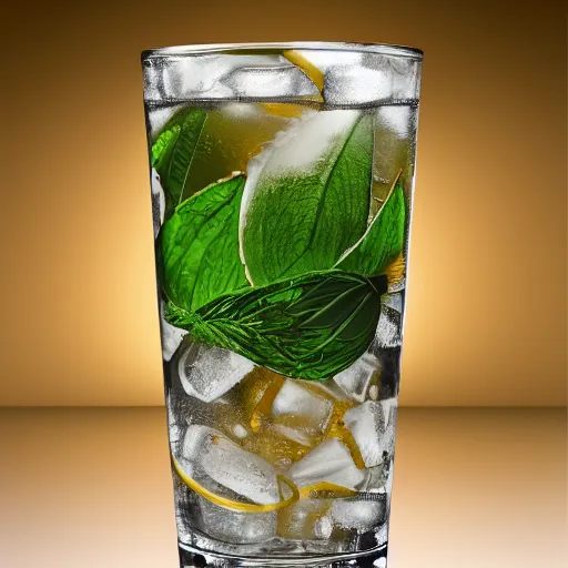 ice - t, trapped in tall iced tea glass, by alfons | Stable Diffusion