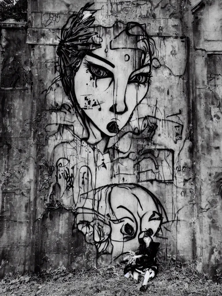 graffiti in an abandoned graveyard, cute fumo plush | Stable Diffusion ...