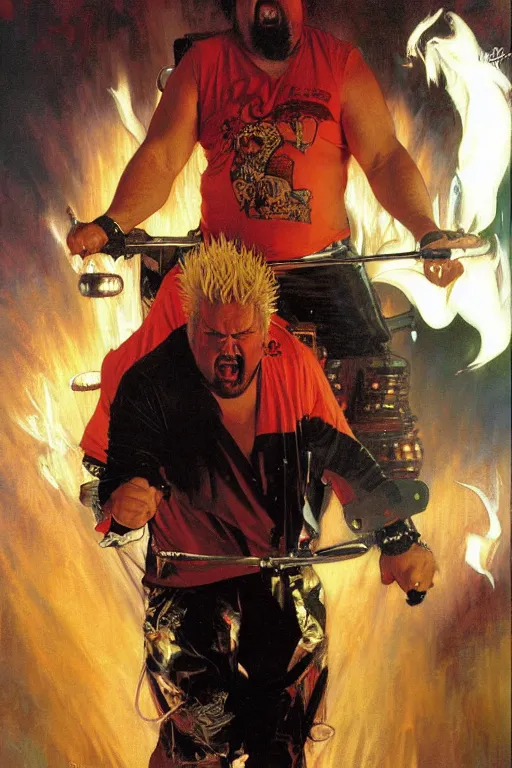guy fieri angry, enraged, painting by'phil hale '!!! | Stable Diffusion ...