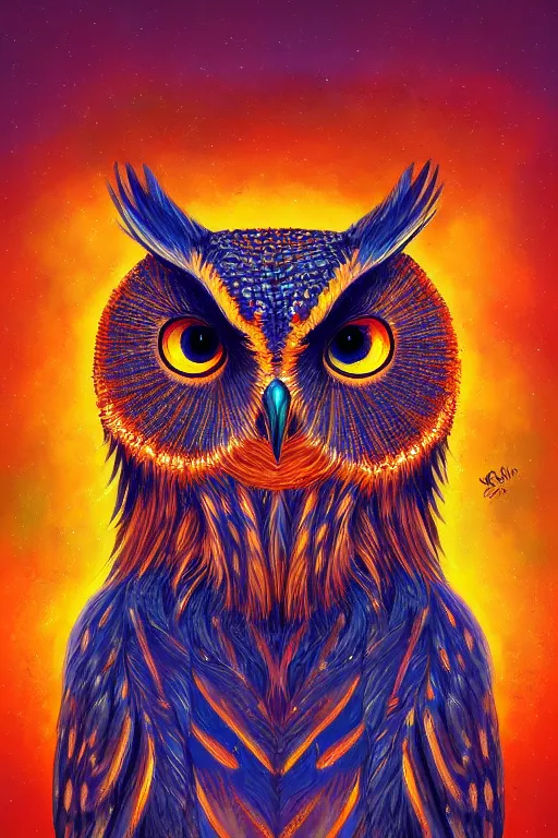 radiant owl, glowing amber, autumn colours, highly | Stable Diffusion ...