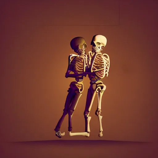 A portrait of two skeletons locked hugging as their | Stable Diffusion ...