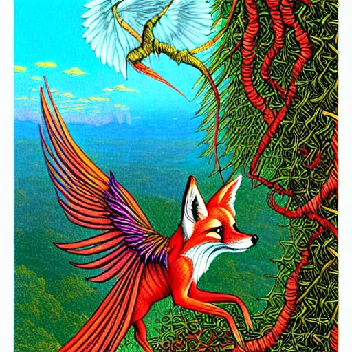 An absurdly-detailed Winged-Fox suspended in thorny | Stable Diffusion ...