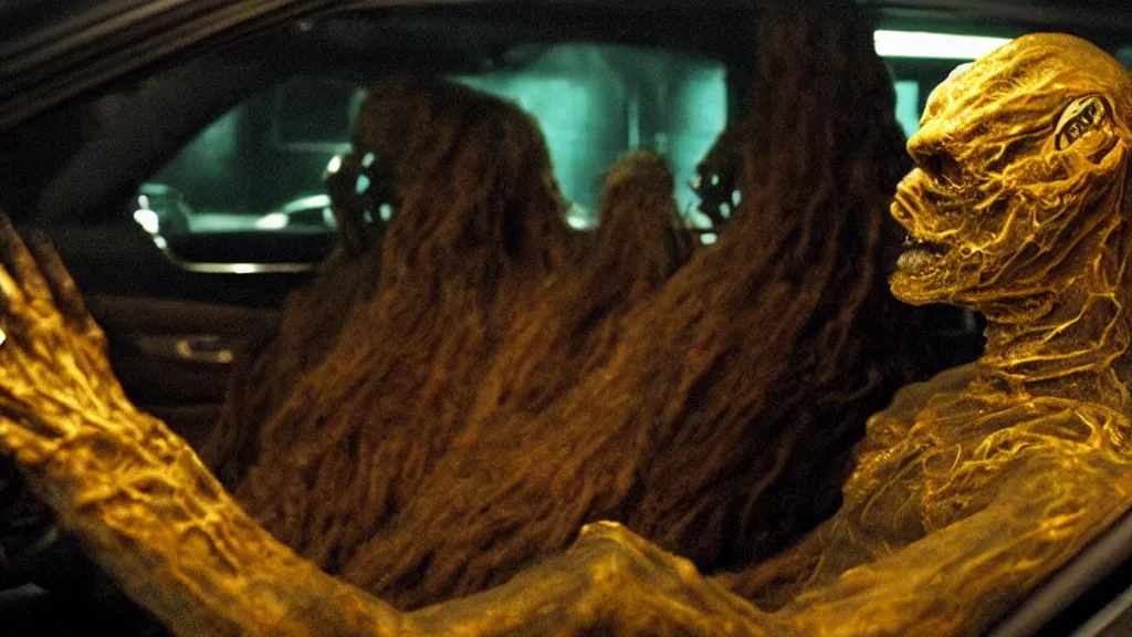 the creature sits in a car, made of glowing wax and | Stable Diffusion ...