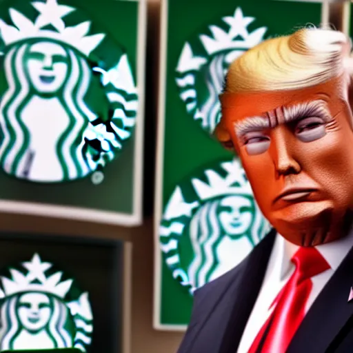 donald trump working in starbucks, reality, realistic, | Stable ...
