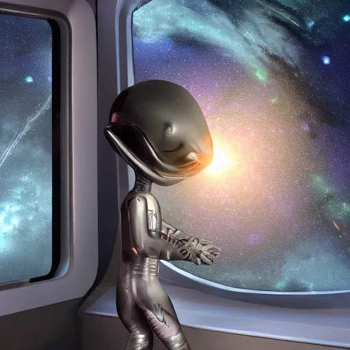 3D render of a cute alien in a spaceship in space, | Stable Diffusion ...