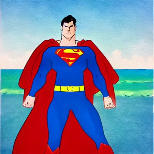 superman taking a bath at the beach wearing trunks , | Stable Diffusion ...