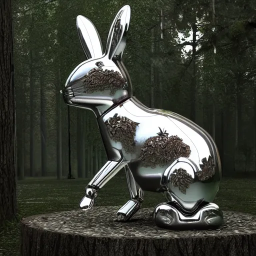 chrome bunny made of corvette parts, in the middle of | Stable ...