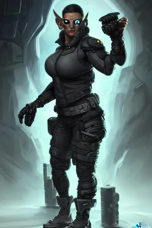 gina carano as a shadowrun ork with prothesis grey | Stable Diffusion