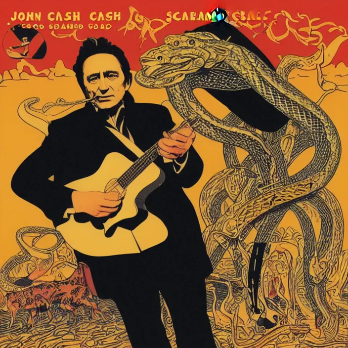 album cover for the Johnny Cash and Snake Oil colab | Stable Diffusion ...