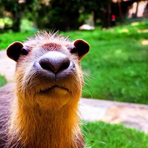 super ultra happy capybara smiling at camera while | Stable Diffusion ...