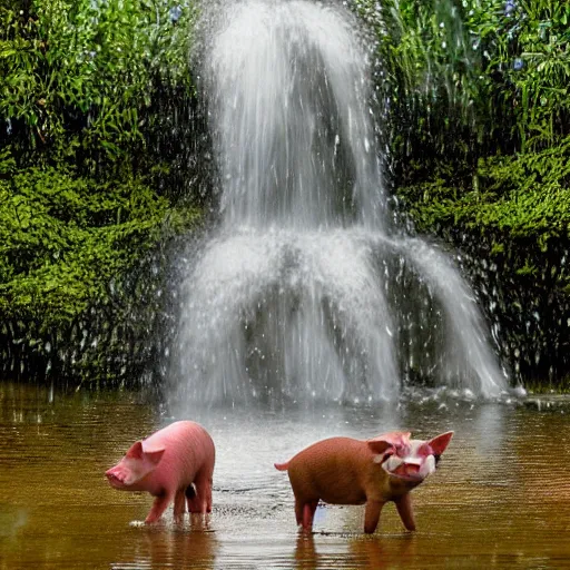 a photograph of two pigs playing golf in the rain | Stable Diffusion ...