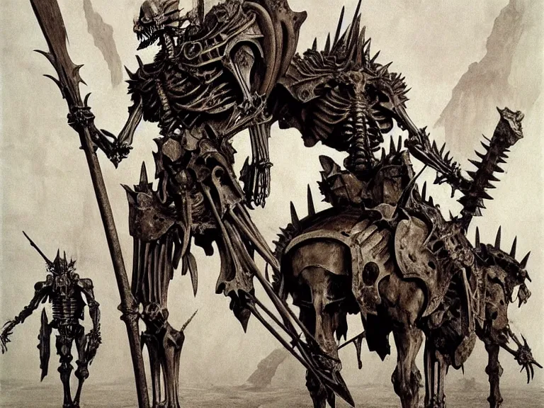 A spiked centaur skeleton with armored joints stands | Stable Diffusion ...