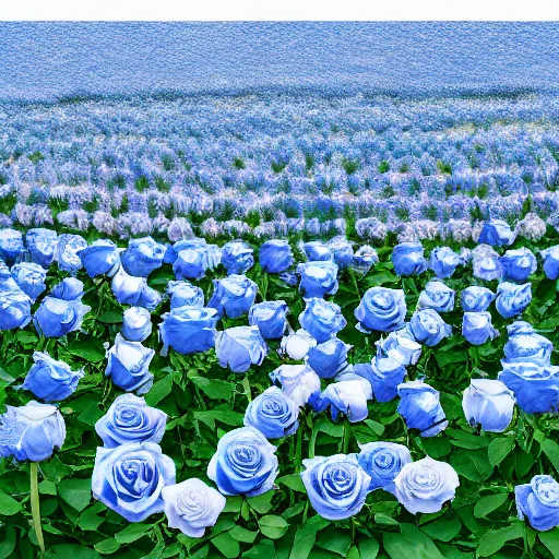 field of light blue and white roses, matte painting | Stable Diffusion ...