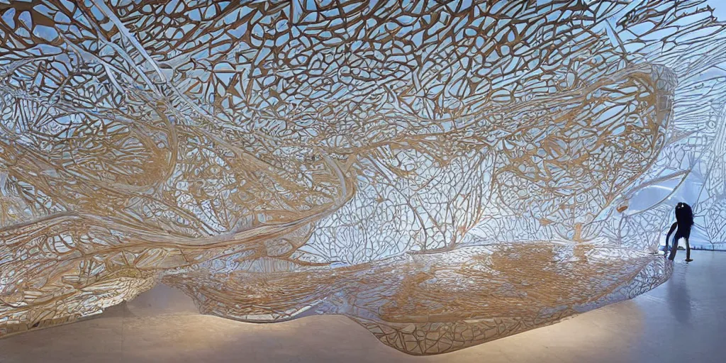 a beautiful futuristic museum made out of translucent | Stable ...