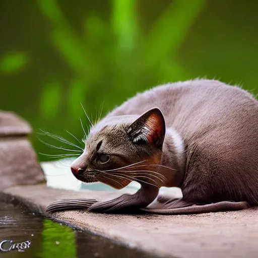 a feline platypus - cat - hybrid with a beak, animal | Stable Diffusion