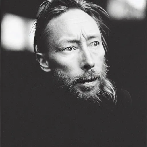 Thom Yorke singer songwriter long beard, a photo by | Stable Diffusion | OpenArt