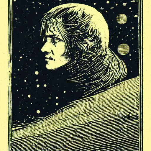 Woodcut portrait of :thomas: falling into the stars by | Stable ...