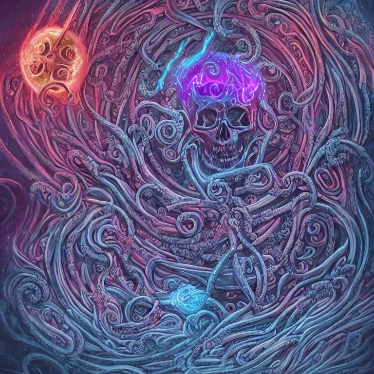 a giant skull with intricate rune carvings and glowing | Stable Diffusion | OpenArt