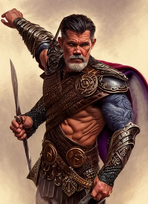 Portrait of Josh Brolin as Odin, D&D, muscular, | Stable Diffusion