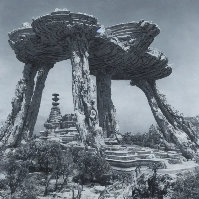 old photo of surreal futuristic alien temple on | Stable Diffusion ...