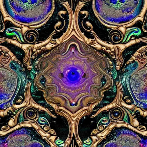 ornamental mask, Art Nouveau cresting oil slick waves, | Stable ...