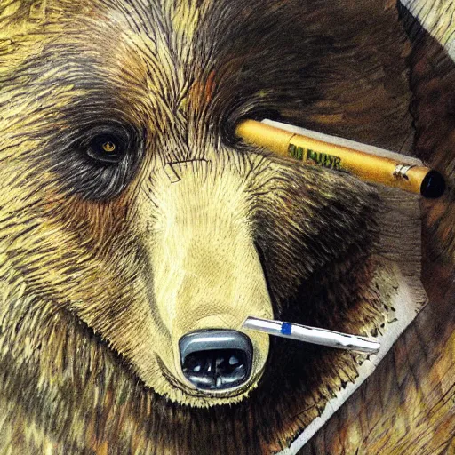 a bear smoking a blunt, hyper - realistic | Stable Diffusion | OpenArt
