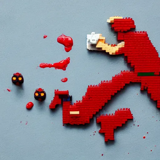 broken lego figures leaking blood | Stable Diffusion | OpenArt