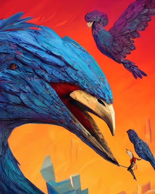 man and woman mythology rides giant bleu bird sharp | Stable Diffusion ...