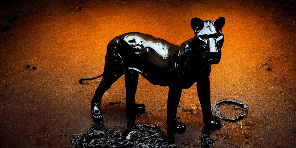 the black lioness made of tar, dripping tar, dripping | Stable ...