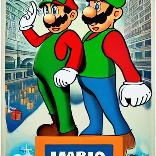 Mario and Luigi depicted in an old style propaganda | Stable Diffusion ...