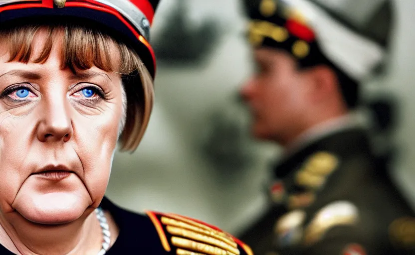portrait of angela merkel dressed as a military | Stable Diffusion ...