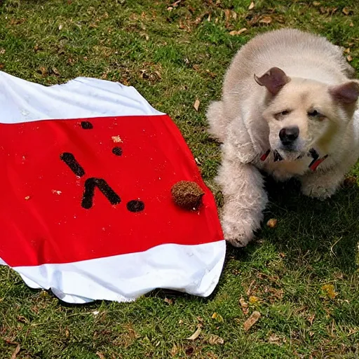 dog making poop on russian flag | Stable Diffusion | OpenArt