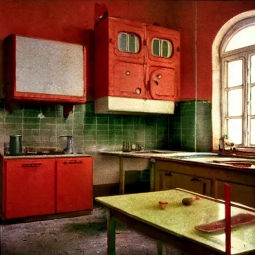typical soviet kitchen, vintage still, mild colours, ( | Stable Diffusion