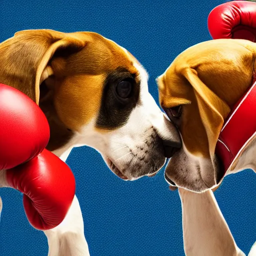 two beagle hound dogs boxing with fists, inside a | Stable Diffusion ...