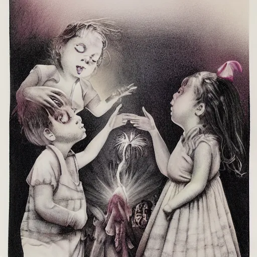 kids in candyland, illustration by stephen gammell | Stable Diffusion ...