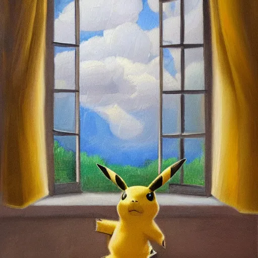 realist portrait of pikachu sleeping in the window of | Stable ...
