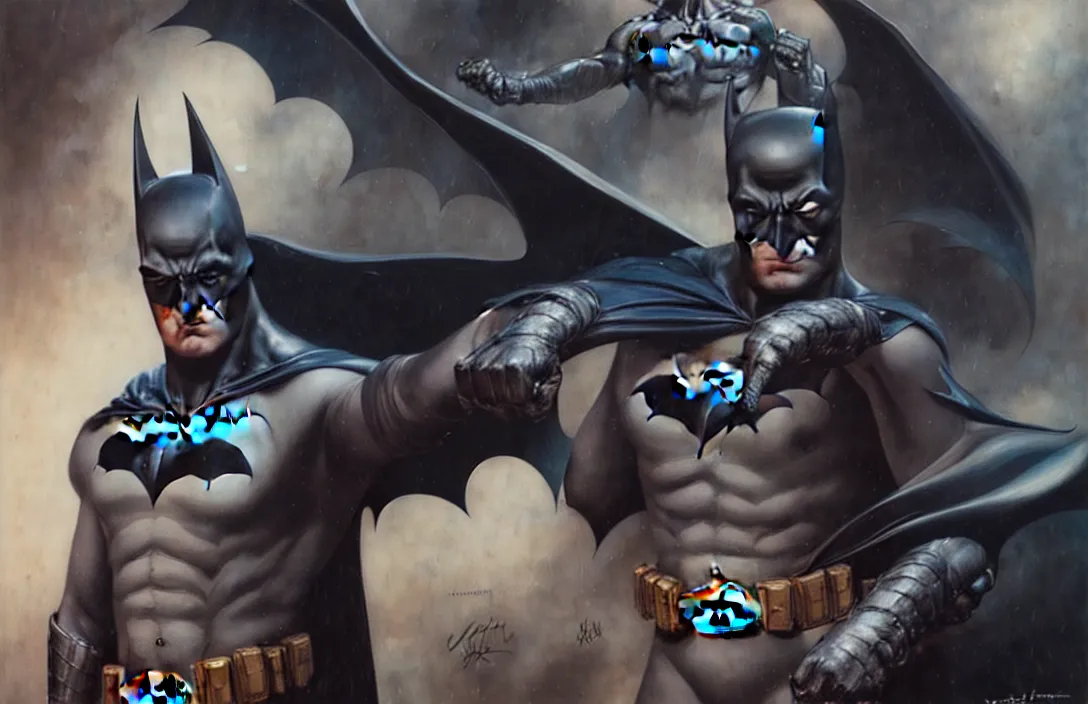 a portrait of batman standing with the batmobile by | Stable Diffusion ...