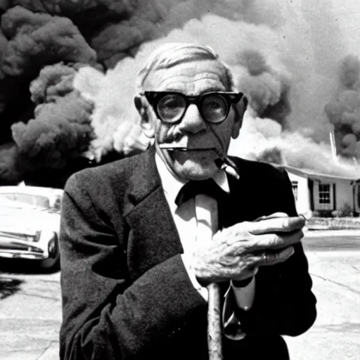 george burns smoking his cigar in the foreground as a | Stable ...