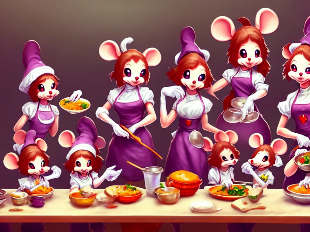 a team of cute anthropomorphic mouse girl maids | Stable Diffusion | OpenArt