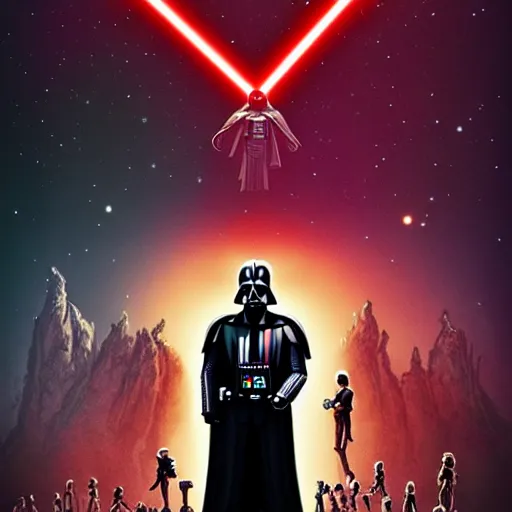 a poster of a film featuring darth vader, rick | Stable Diffusion | OpenArt