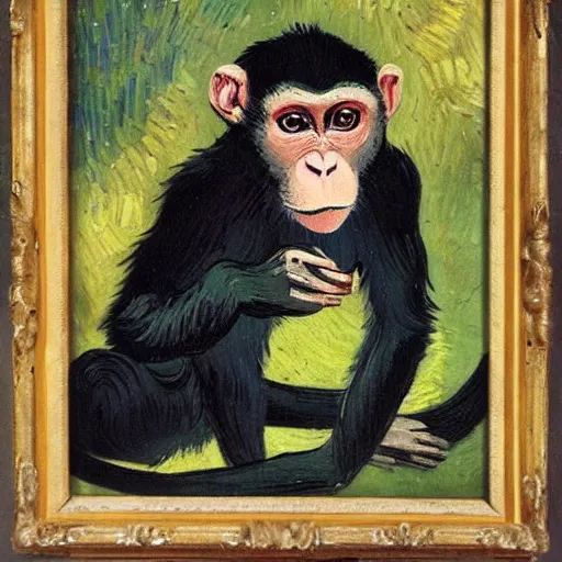 a beautiful oil painting of a monkey eating a dead | Stable Diffusion