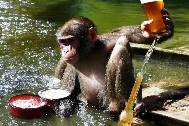 monke bathing in beer | Stable Diffusion | OpenArt