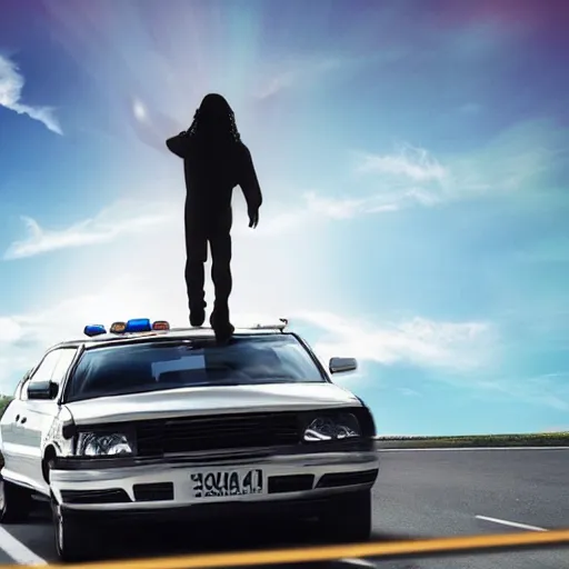 jesus standing on the top of a speeding car being | Stable Diffusion ...