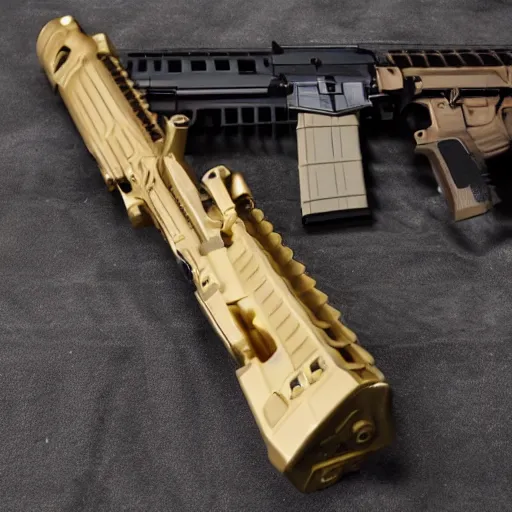 ar - 1 5 : : gun showcase : : gold designs, wood | Stable Diffusion ...