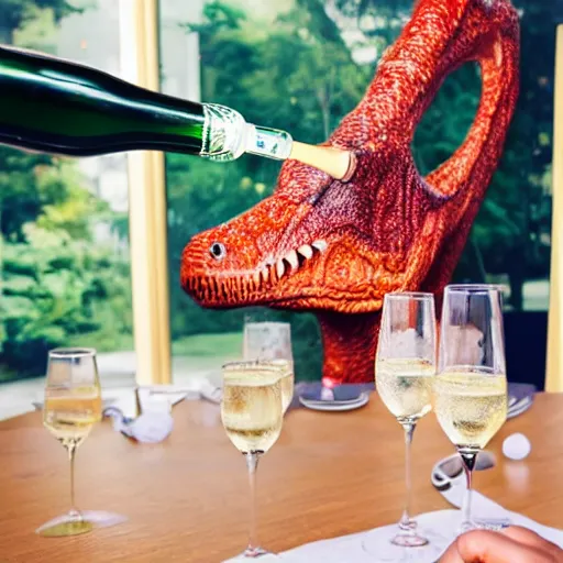 fancy dinosaur drinking prosecco | Stable Diffusion | OpenArt