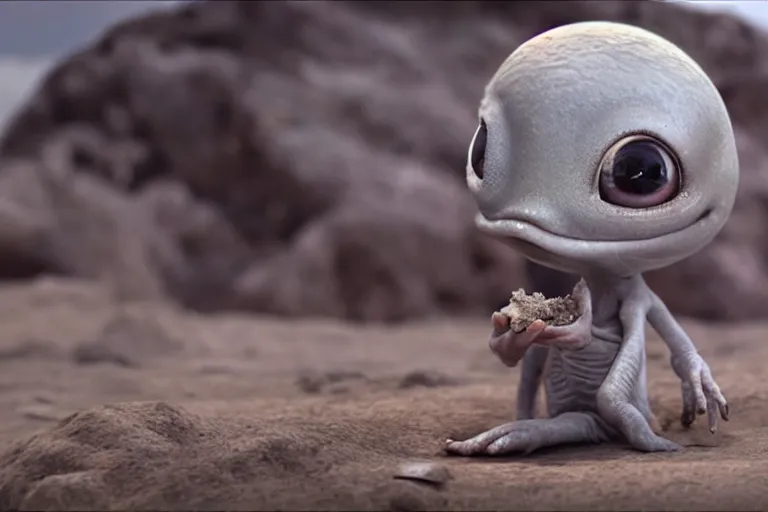 vfx movie scene closeup adorable little baby alien | Stable Diffusion ...
